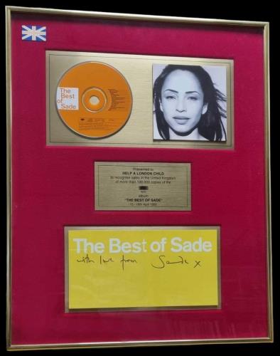 Sade The Best Of Sade - Autographed Gold Award UK award disc (813445)
