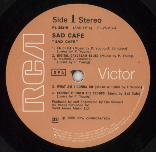 Sad Cafe Sad Cafe Portuguese vinyl LP album (LP record) (851201)