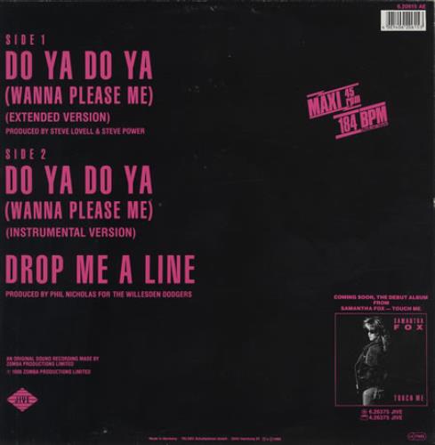 Samantha Fox Do Ya Do Ya German 12" vinyl single (12 inch record / Maxi ...