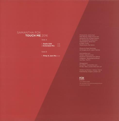 Samantha Fox Touch Me 2016 - Autographed UK 12" vinyl single (12 inch ...