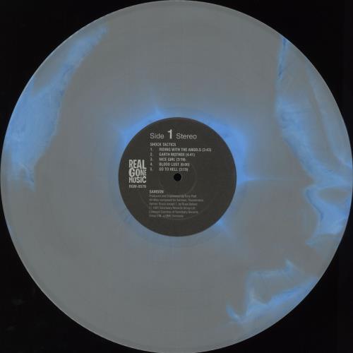 Samson Shock Tactics - Swirl Blue Vinyl - Sealed US vinyl LP album (LP ...