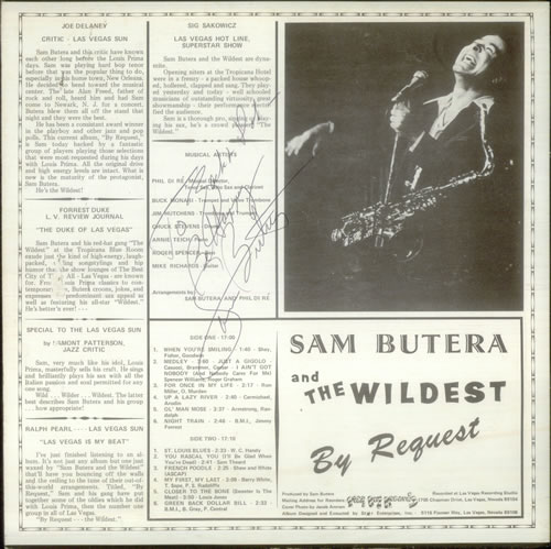Sam Butera By Request - Autographed US vinyl LP album (LP record) (548188)