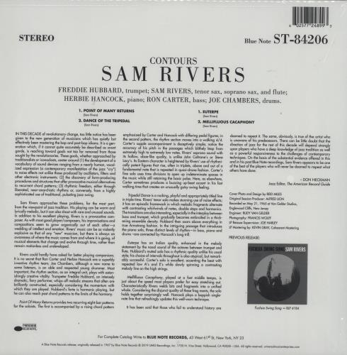 Sam Rivers Contours - 180gm - Tone Poet Series US vinyl LP album (LP ...
