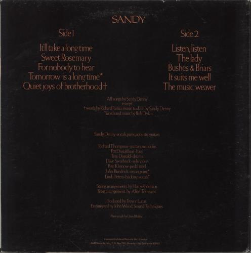 Sandy Denny Sandy US vinyl LP album (LP record) (181026)