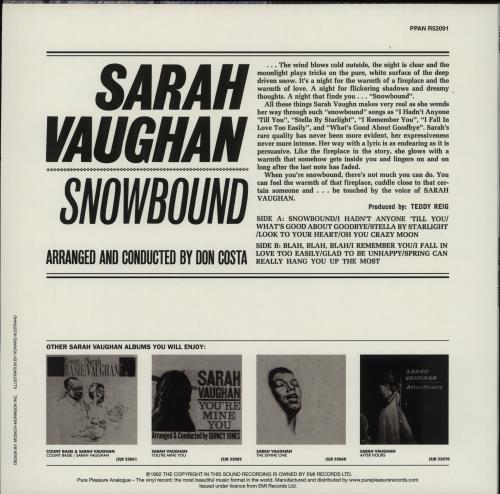 Sarah Vaughan Snowbound - 180gm UK vinyl LP album (LP record) (751903)