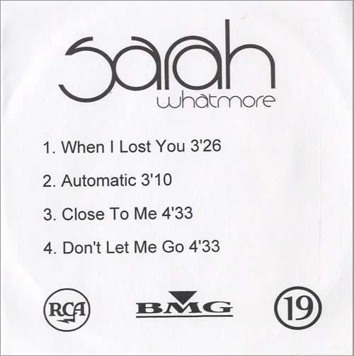 Sarah Whatmore Sarah Whatmore UK Promo CD-R acetate (224134)