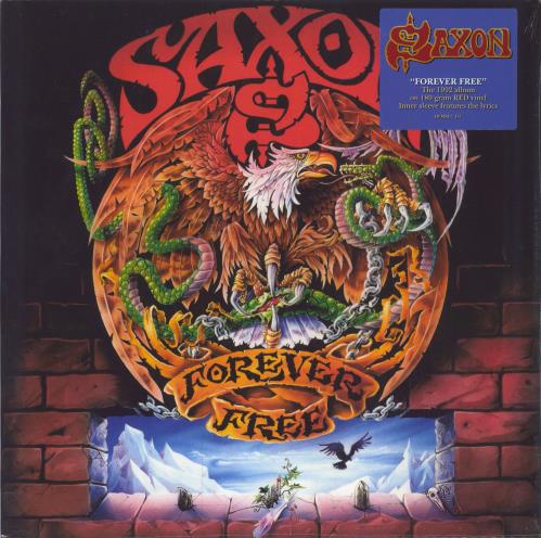 Saxon Forever Free - Red Vinyl UK vinyl LP album (LP record) (781876)