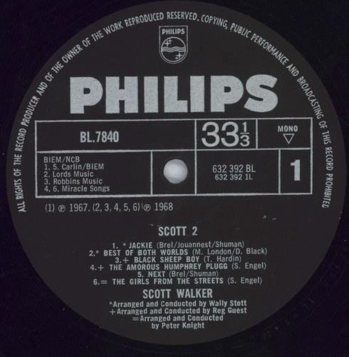 Scott Walker Scott 2 + Insert - EX UK vinyl LP album (LP record) (464309)