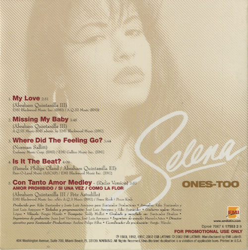 Selena Ones-Too US Promo CD single (CD5 / 5") (464974)