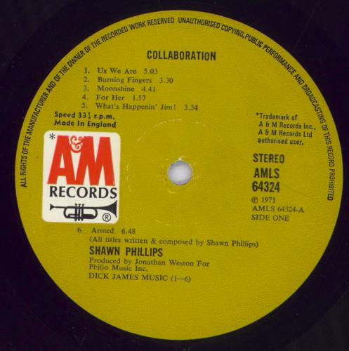 Shawn Phillips Collaboration UK vinyl LP album (LP record) (830017)