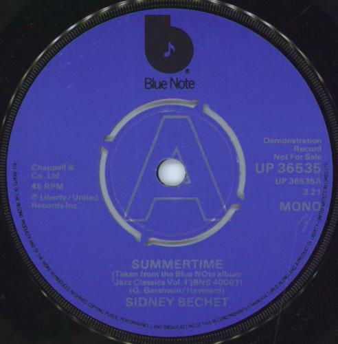 Sidney Bechet Summertime - A Label UK Promo 7" vinyl single (7 inch ...