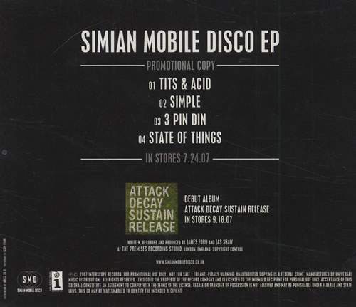 Simian Mobile Disco Simian Mobile Disco EP US Promo CD-R acetate (429530)