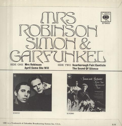 Simon & Garfunkel Mrs Robinson EP UK 7" vinyl single (7 inch record ...