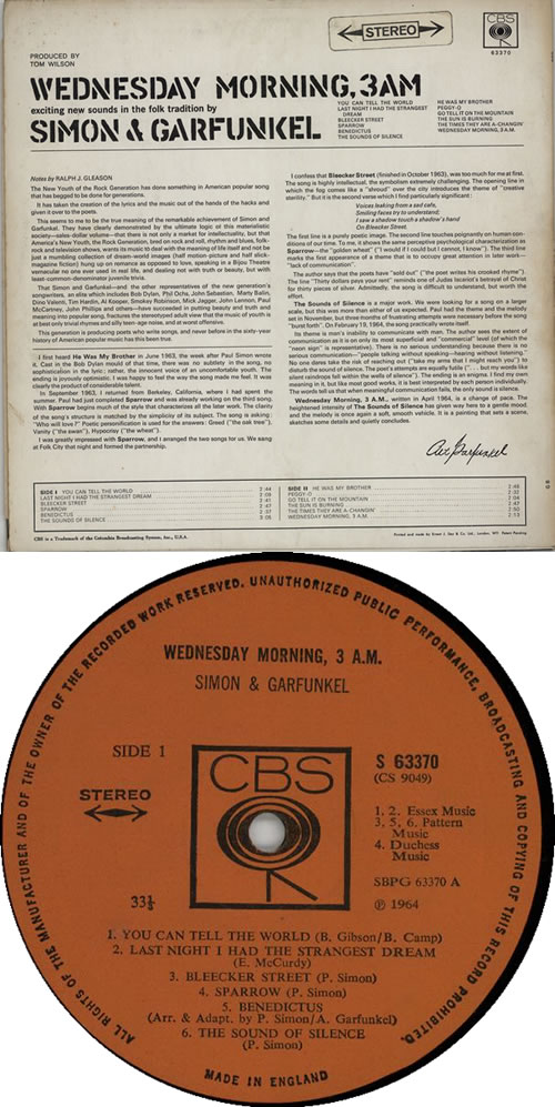Simon & Garfunkel Wednesday Morning 3am - 1st UK vinyl LP album (LP ...