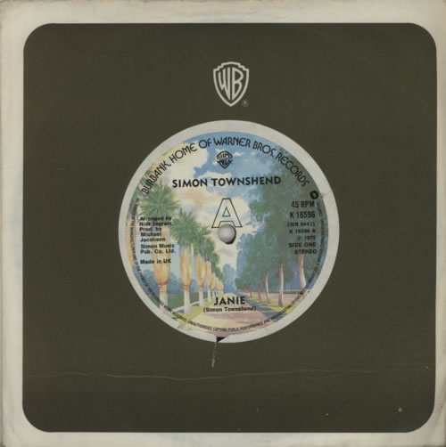 Simon Townshend Janie UK 7" vinyl single (7 inch record / 45) (586546)