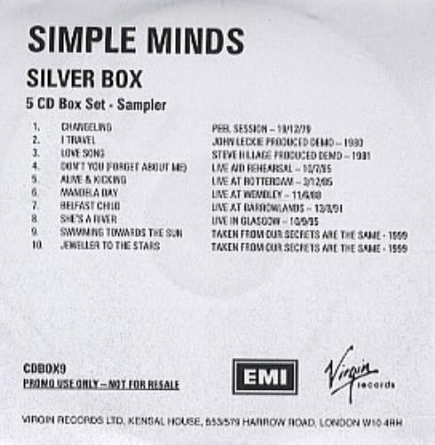 Simple Minds Silver Box - Sampler UK CD-R acetate (311995)