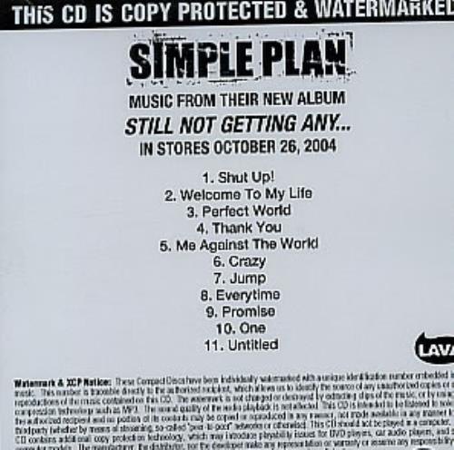 Simple Plan Still Not Getting Any... US Promo CD-R acetate (309616)