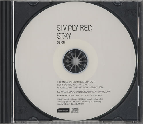 Simply Red Stay US Promo CD-R acetate (449973)