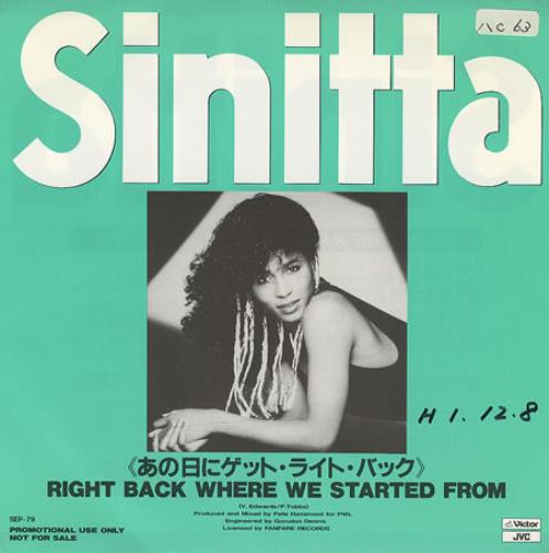 Sinitta Right Back Where We Started From - 1-sided UK Promo 7" vinyl ...