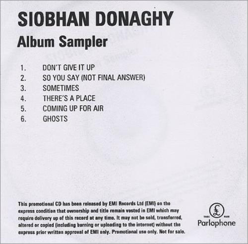 Siobhan Donaghy Album Sampler UK Promo CD-R acetate (406643)
