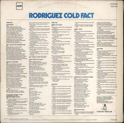 Sixto Rodriguez Cold Fact South African vinyl LP album (LP record) (776395)