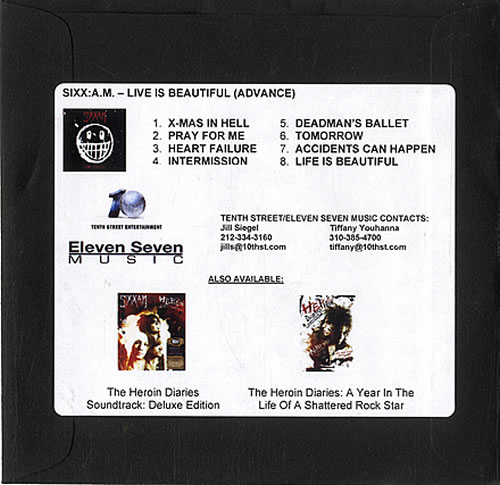 Sixx:AM Live Is Beautiful EP US Promo CD-R acetate (483328)