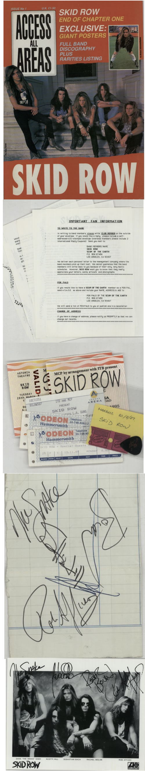Skid Row (80s) Fan Club Pack - Autographed UK memorabilia (615422) FAN PACK