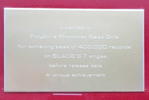 Slade Skweeze Me, Pleeze Me - Gold UK award disc (706002)