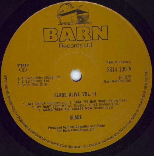 Slade Slade Alive Vol Two - EX UK vinyl LP album (LP record) (801362)