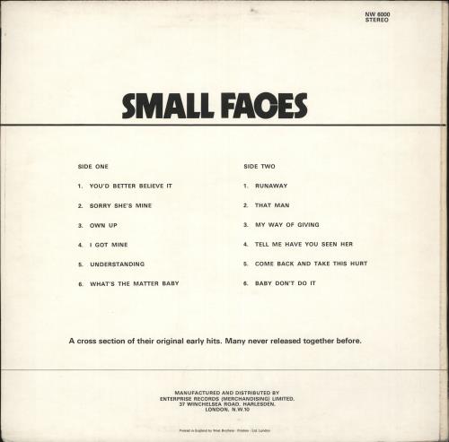 Small Faces Small Faces UK vinyl LP album (LP record) (718943)