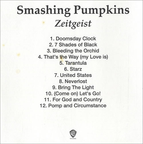 Smashing Pumpkins Zeitgeist US Promo CD-R acetate (506547)