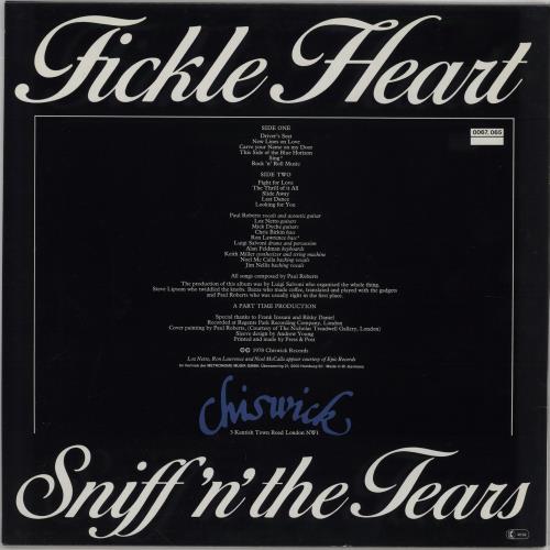 Sniff 'n' The Tears Fickle Heart German vinyl LP album (LP record) (762497)