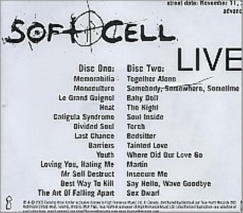 Soft Cell Live Canadian Promo 2 CD album set (Double CD) (273921)