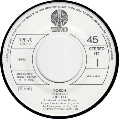 Soft Cell Torch Japanese Promo 7" vinyl single (7 inch record / 45 ...
