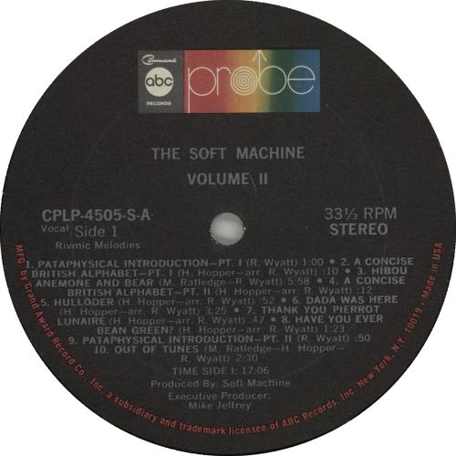 Soft Machine Volume Two US vinyl LP album (LP record) (581176)
