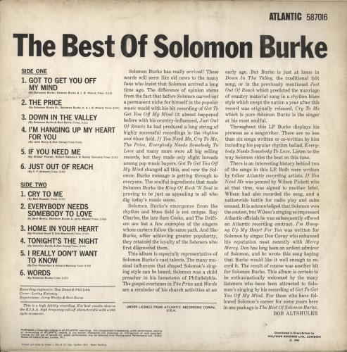 Solomon Burke The Best Of Solomon Burke UK vinyl LP album (LP record) (722282)