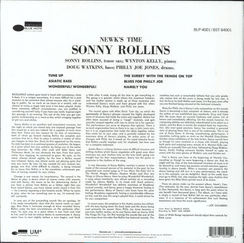 Sonny Rollins Newk's Time: Remastered - 180gm Vinyl US vinyl LP album (LP record) (793879)
