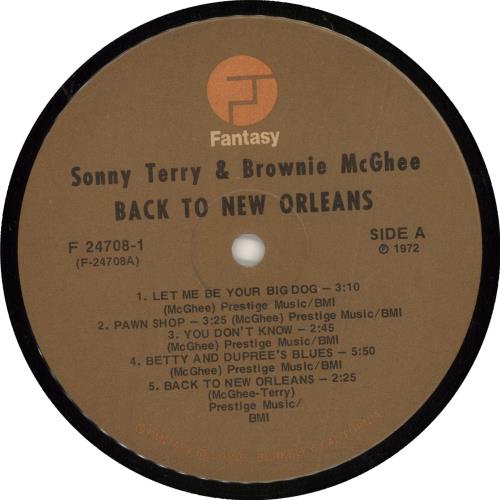 Sonny Terry & Brownie McGhee Back To New Orleans US 2-LP vinyl record set (Double LP Album) (727693)