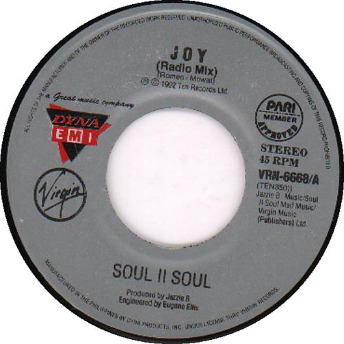Soul II Soul Joy Philippino 7" vinyl single (7 inch record / 45) (644690)