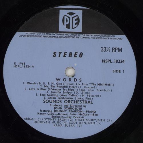 Sounds Orchestral Words UK vinyl LP album (LP record) (854070)