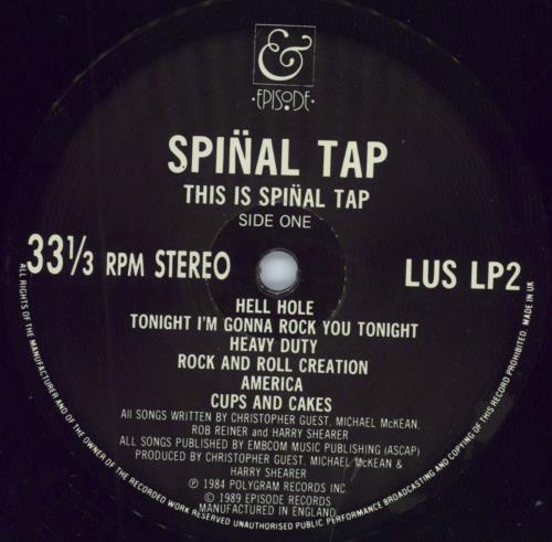 Spinal Tap This Is Spinal Tap UK vinyl LP album (LP record) (232751)