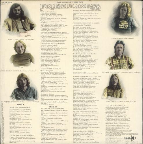 Stackridge Friendliness + fan club inserts UK vinyl LP album (LP record ...