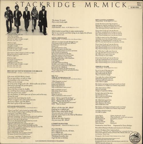 Stackridge Mr. Mick - EX UK vinyl LP album (LP record) (781914)