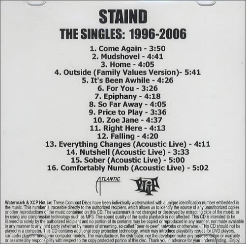 Staind The Singles: 1996-2006 US Promo CD-R acetate (385054)