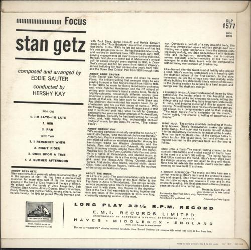 Stan Getz Focus - 2nd UK vinyl LP album (LP record) (737113)