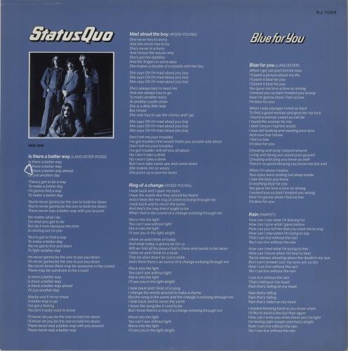 Status Quo Blue For You Japanese Promo vinyl LP album (LP record) (217483)