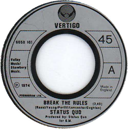 Status Quo Break The Rules UK 7" vinyl single (7 inch record / 45) (633740)