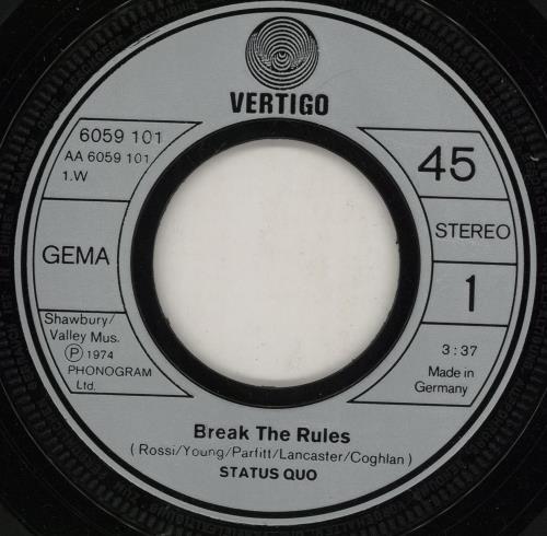 Status Quo Break The Rules German 7" vinyl single (7 inch record / 45 ...