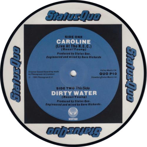 Status Quo Caroline UK 7" vinyl picture disc (7 inch picture disc ...
