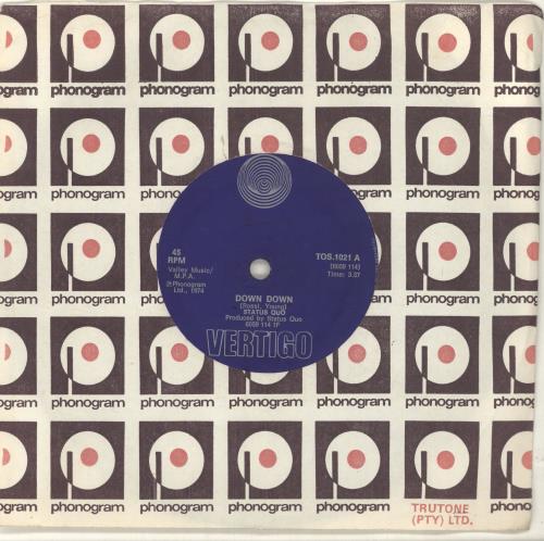Status Quo Down Down South African 7" vinyl single (7 inch record / 45 ...